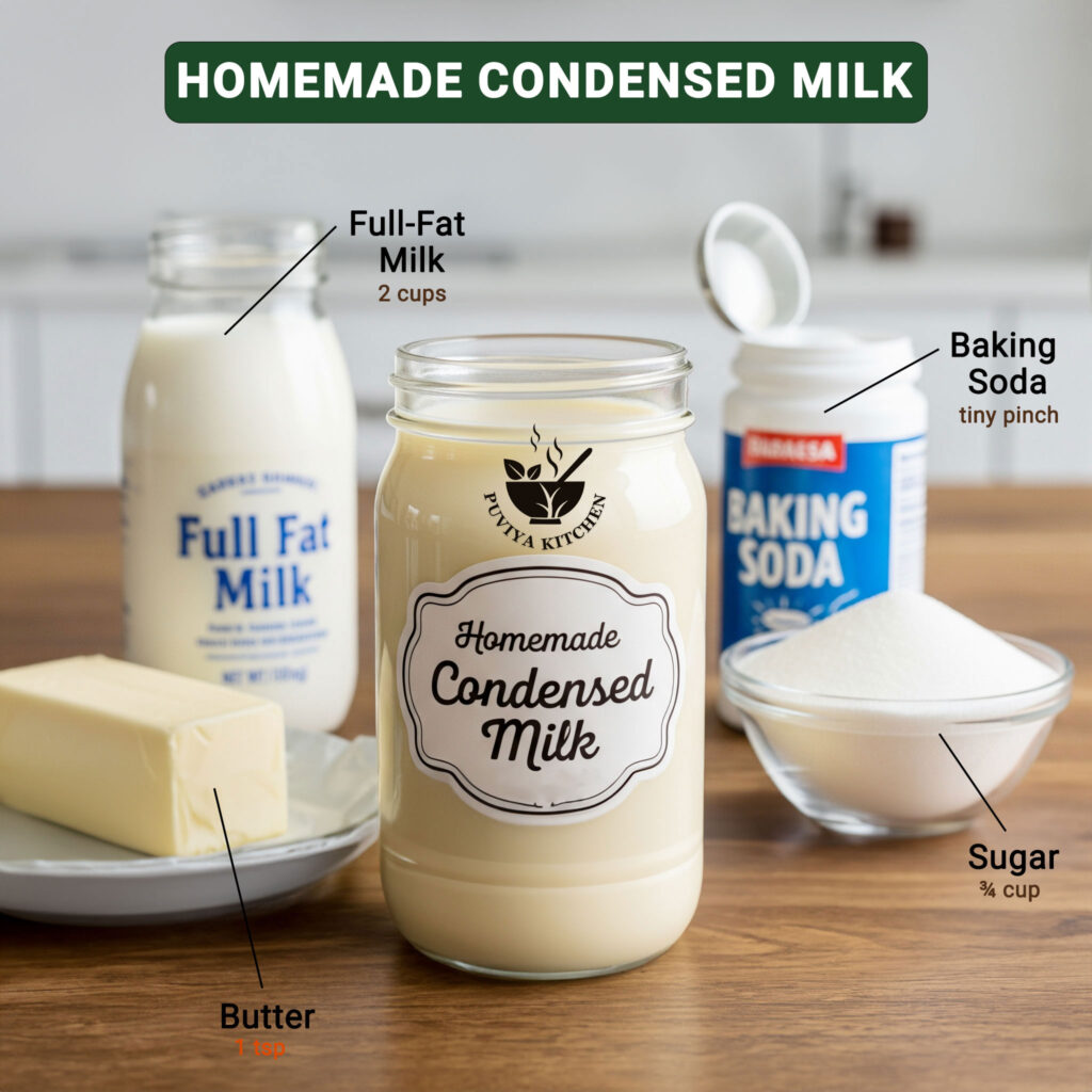 🥛 Homemade Condensed Milk Recipe | Easy 3-Ingredient Sweetened Milk ...